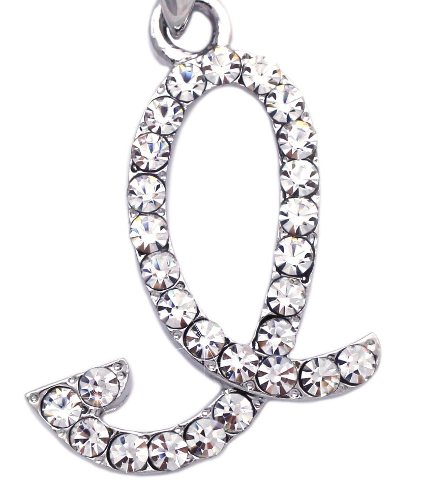 Clear Crystal Cursive Writing Initial Letter I Pendant Necklace Women ...