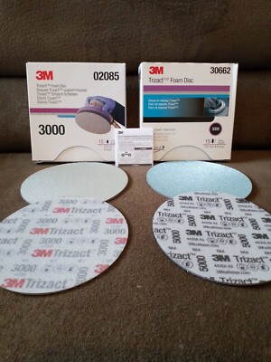 3M Trizact #02085-3000 & #30662- 5000, 6" Hookit Foam Discs (4 Disc Kit ...