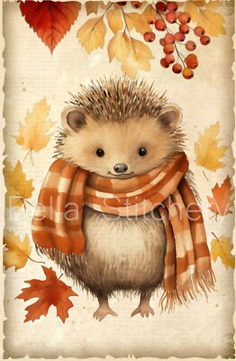 Vintage Fall Critter Cuties #6 Autumn Animal Craft Sewing Cotton Fabric ...