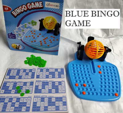 Family Blue Bingo Game with Balls, Machine and Bingo Cards Perfect Gift ...