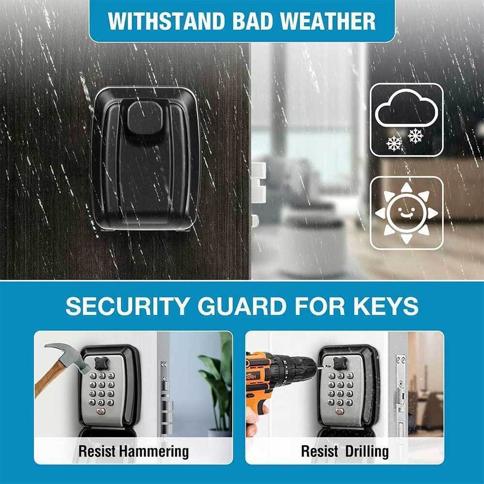 Key Safe Wall Mounted Police Approved Key Lock Box Outdoor Large Key ...