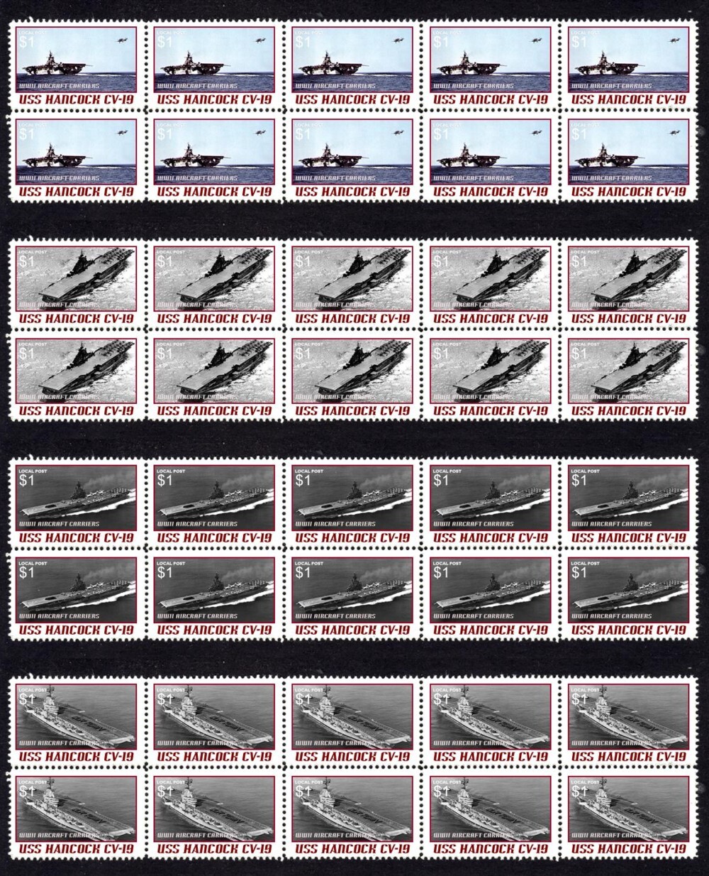 Uss Hancock Wwii Aircraft Carrier Set Of 4 Mint Stamps | eBay