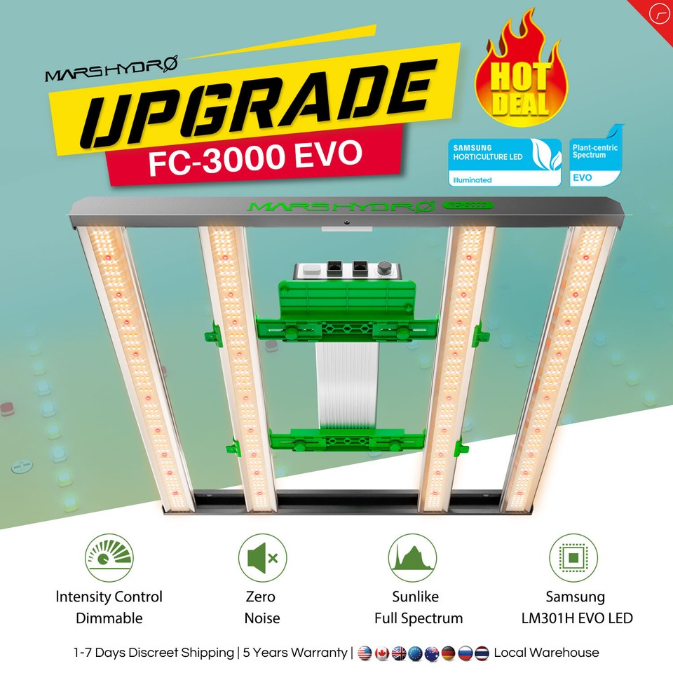 Mars Hydro FC 3000 LED Grow Light Bar Samsung 301H EVO For 3x3ft Grow ...