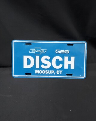 Vtg - DISCH CHEVY GEO, MOOSUP CT. - Metal Dealership Dealer License ...