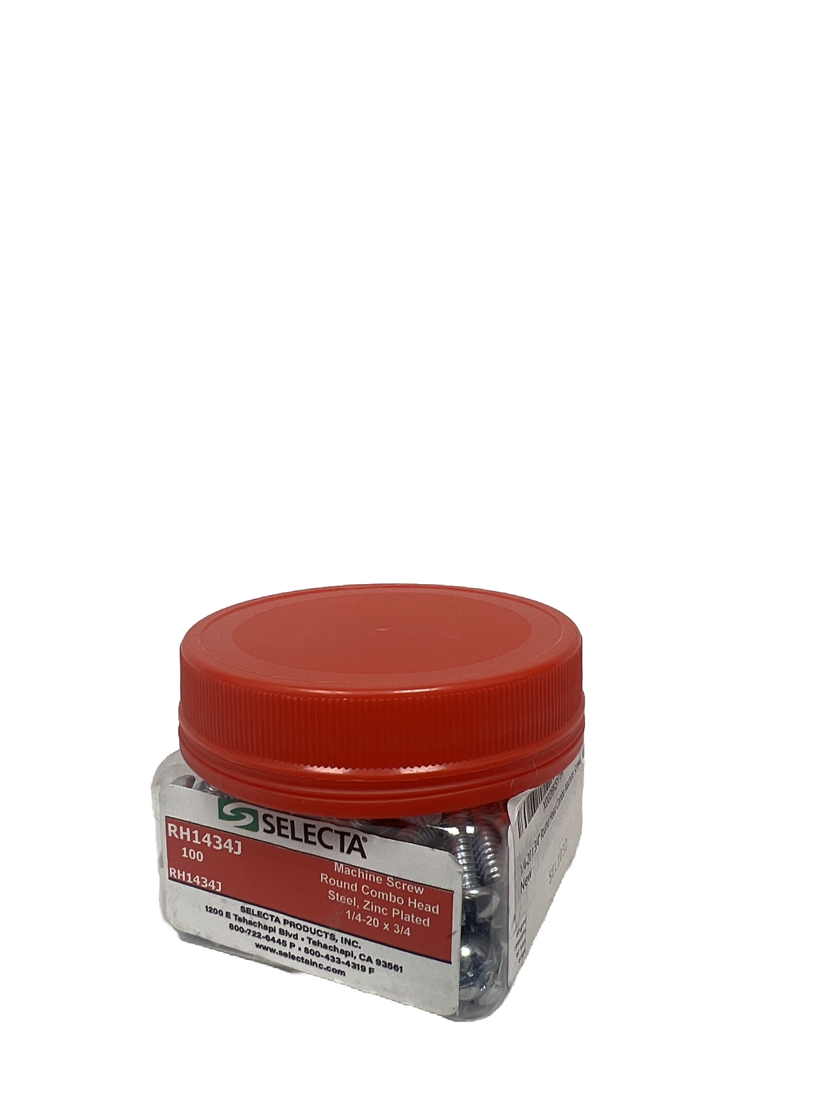 Selecta RH1434J 1/4-20 x 3/4” Round Head Combo Machine Screws, Jar of ...