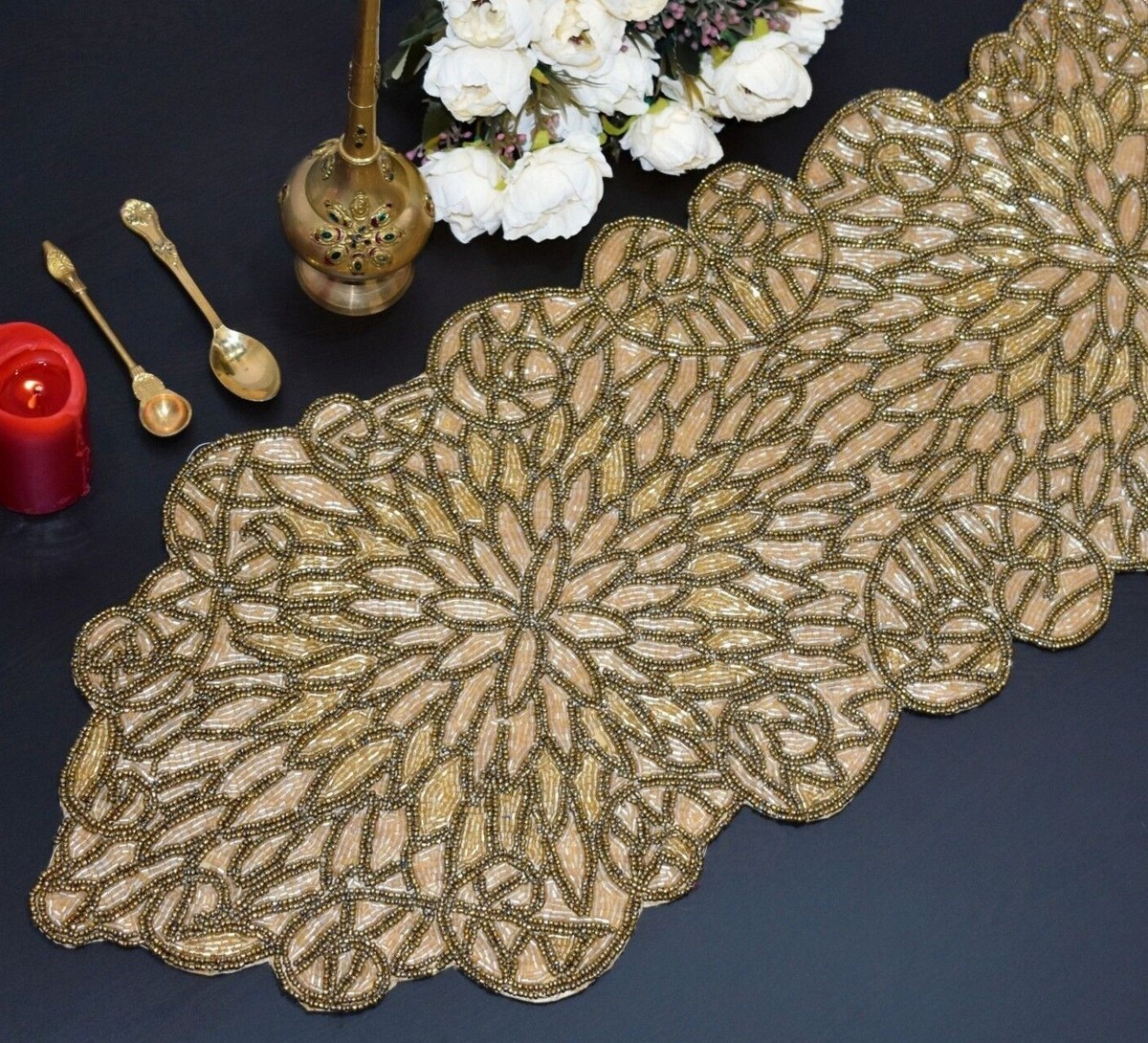 Gold Beaded Table Runner Wholesale Acrylic Table Runner Making Every