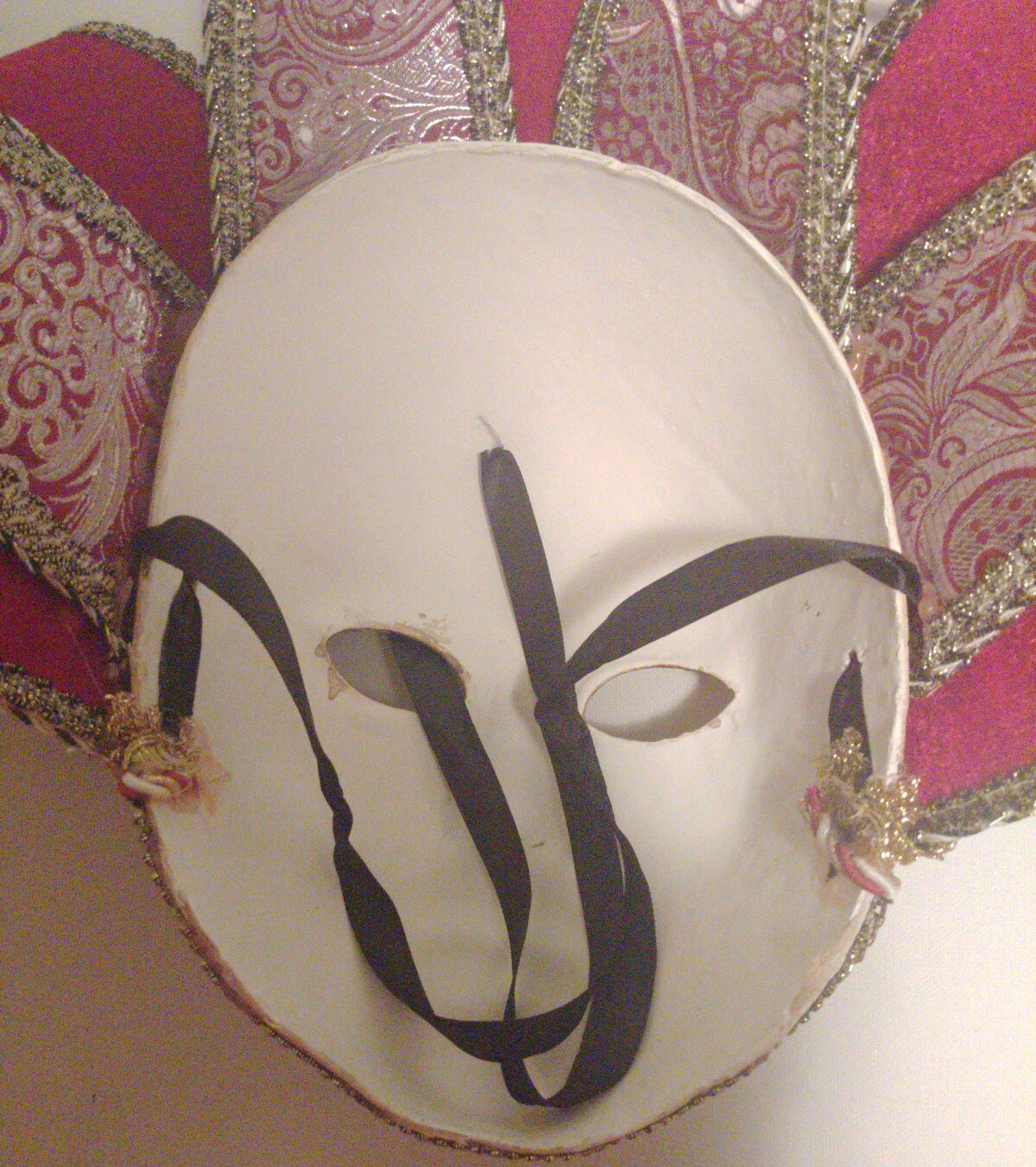 Mardi Gras Jester's Mask Paper Mache Handpainted Wire… - Gem