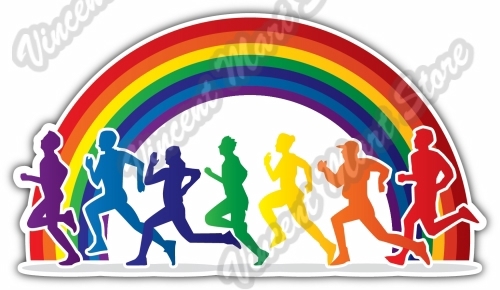 Running Marathon Rainbow LGBT Lesbian Gay Car Bumper Vinyl Sticker ...