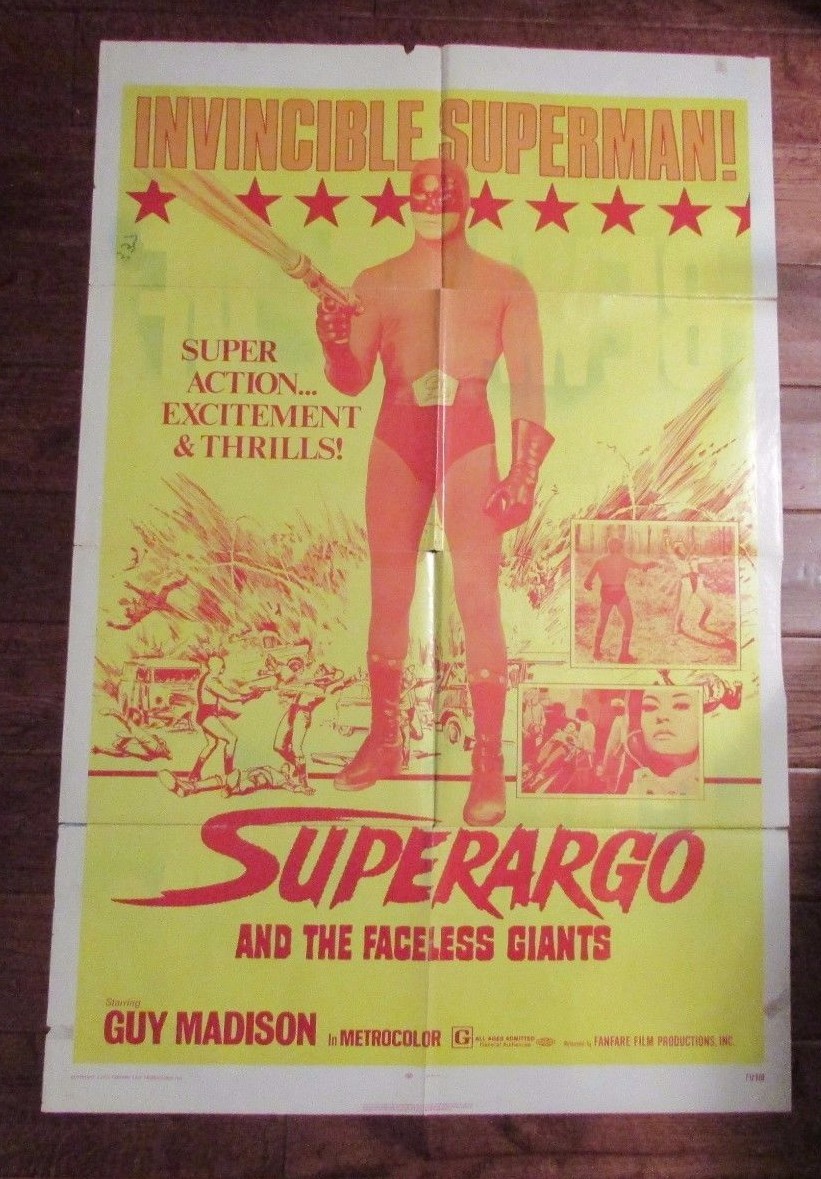 1971 SUPERARGO & Faceless Giants Original Movie Poster 1-SH 27x40 VG ...