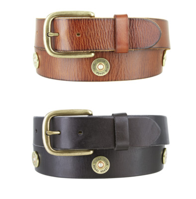 Men's Belt 12 Gauge Shotgun Shell Conchos Genuine Full Leather Belt 1-1 ...