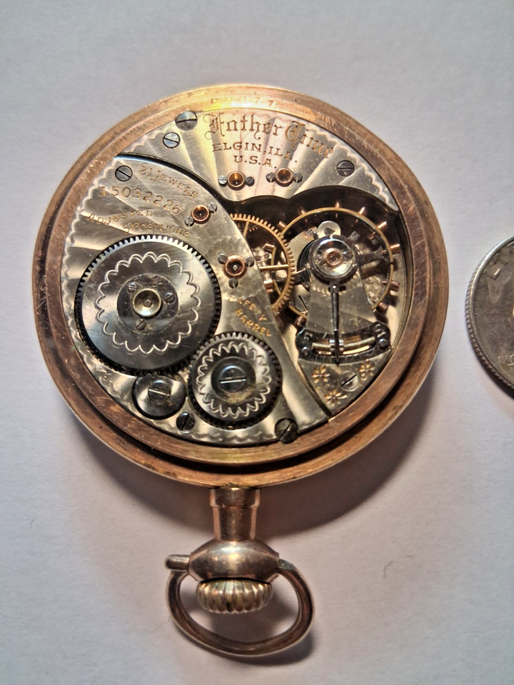 1910 Elgin Railroad Grade Pocket Watch 21 Jewel Wadsworth Pilot Gold ...