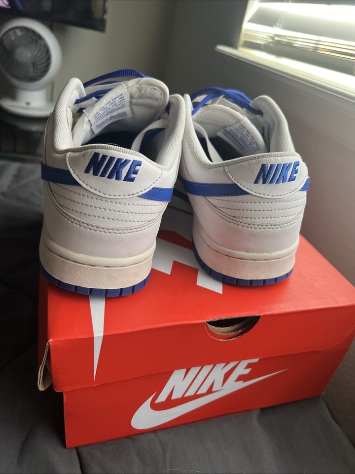 Size 11.5 - Nike Dunk Low White Hyper Royal | eBay UK