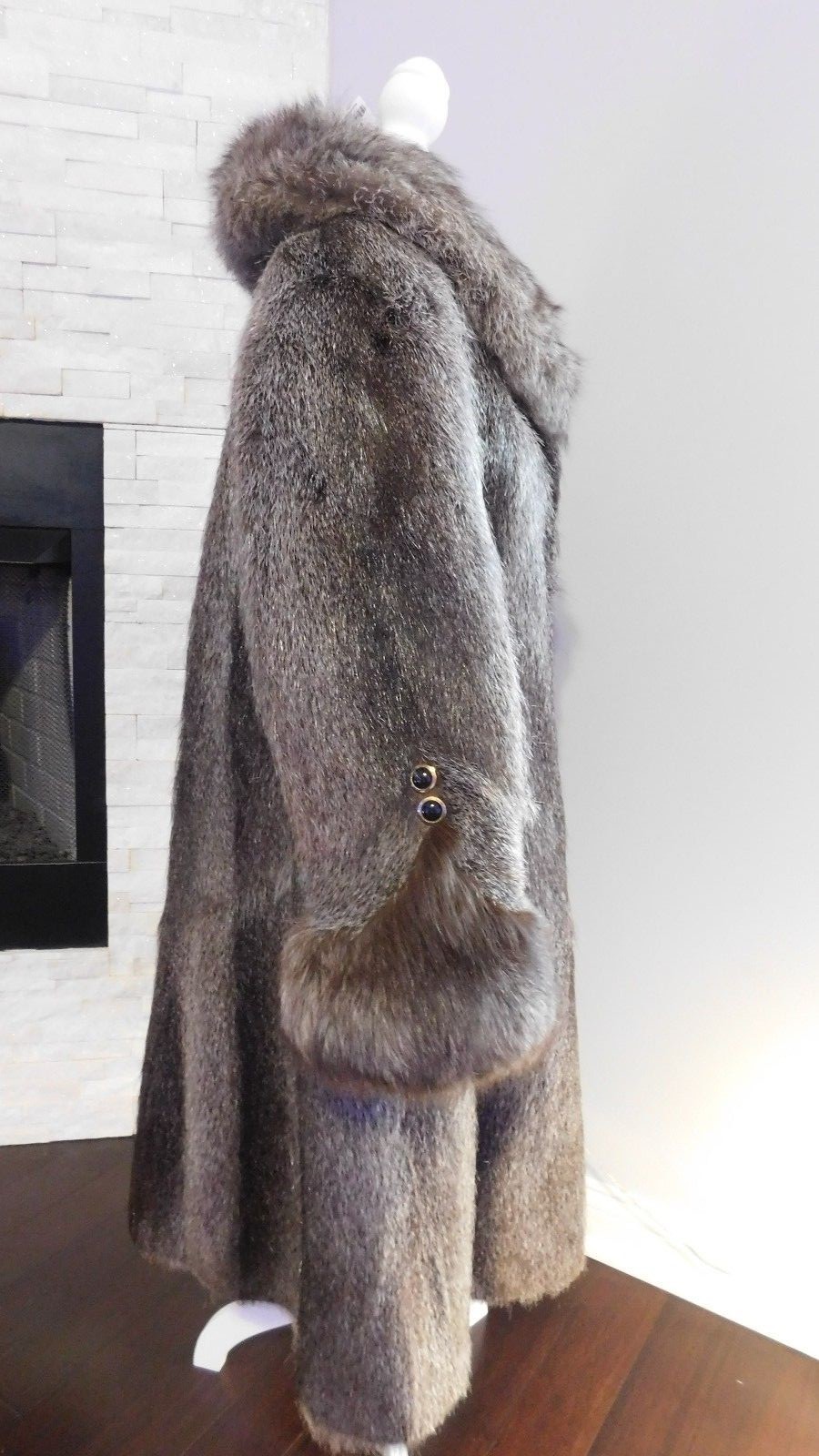 Gorgeous Russian Nutria Coypu Silver Brown Fur Coat with Fox Collar ...
