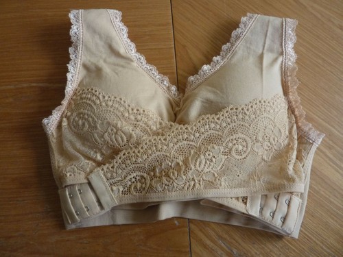 Wireless Front Cross Push up Bra Beige Size Medium | eBay UK