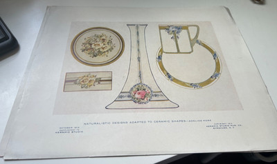 1914 Keramic Studio NATURALISTIC DESIGNS Adeline More Vase Plate Set | eBay