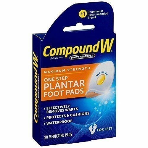 Compound W Maximum Strength Wart Remover One Step Plantar Foot Pads 20 ...