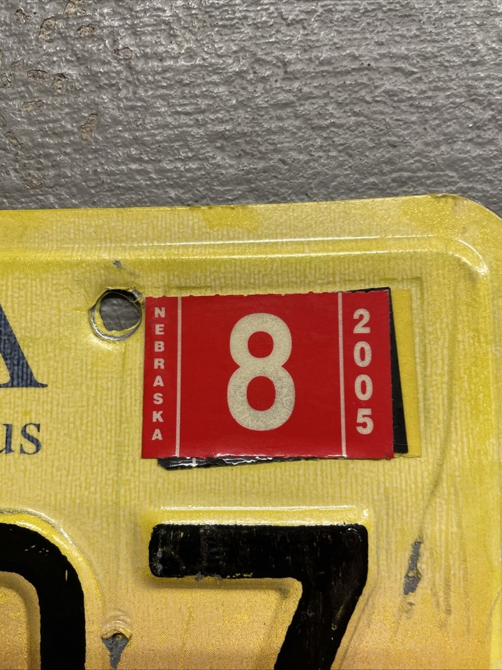 NEBRASKA LICENSE PLATE YELLOW/RED FADE/SUN 11-G207 AUGUST 2005 STICKER ...