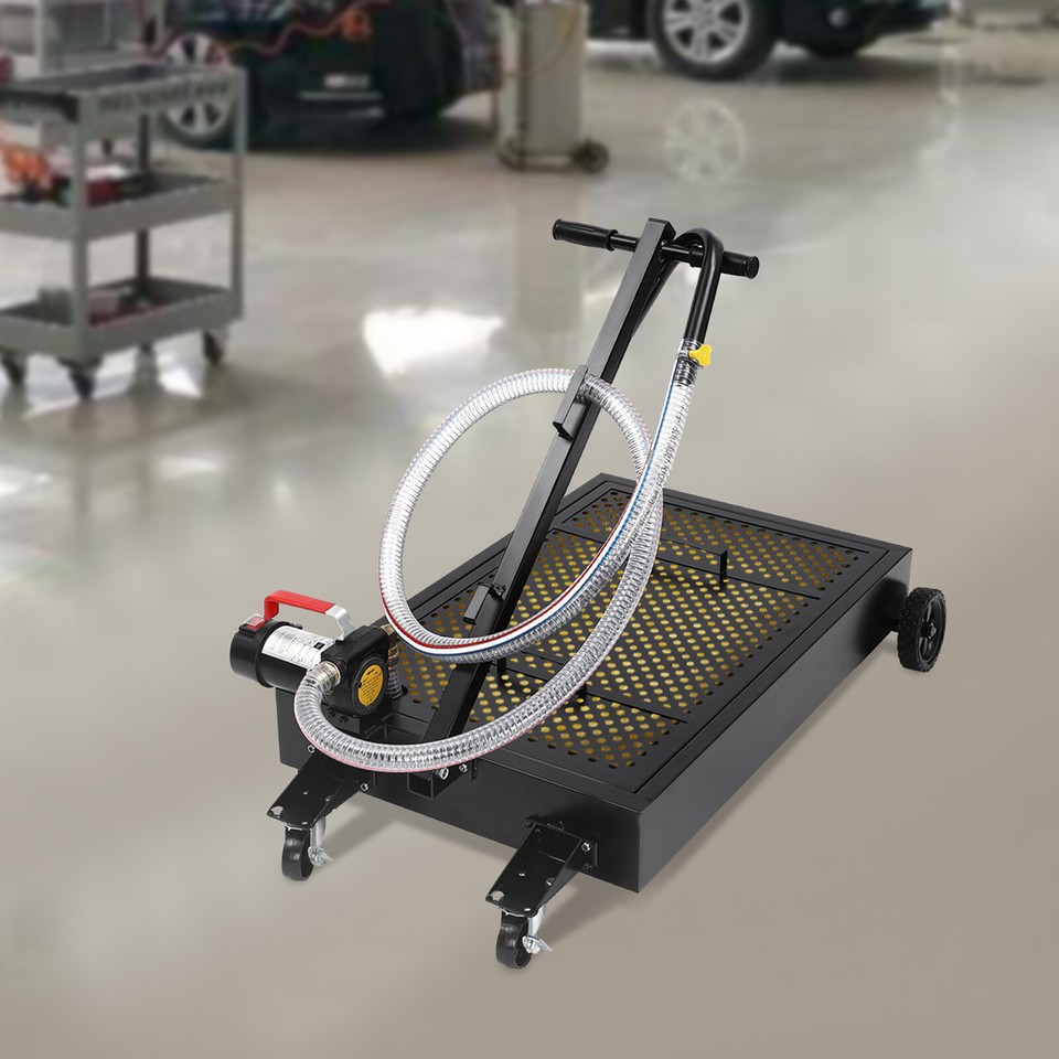 17 Gallon Oil Drain Pan and Electric Pump Oil Drain Pan Cart 7.2ft Soft ...