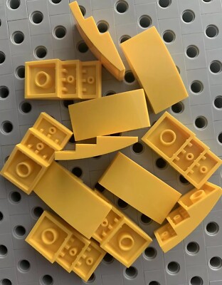 Lego Yellow 4x2 Curved Slope Roof Smooth Tile Plate New Lot Of 12 | eBay