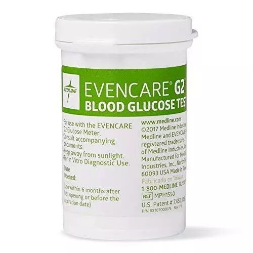 Evencare Medline G2 Blood Glucose Test Strips, For self-testing with G2 ...
