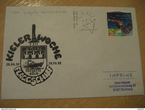 Fregatte Koln Frigate Bundesmarine Ship Cover Kieler Woche 1992 Sailing ...