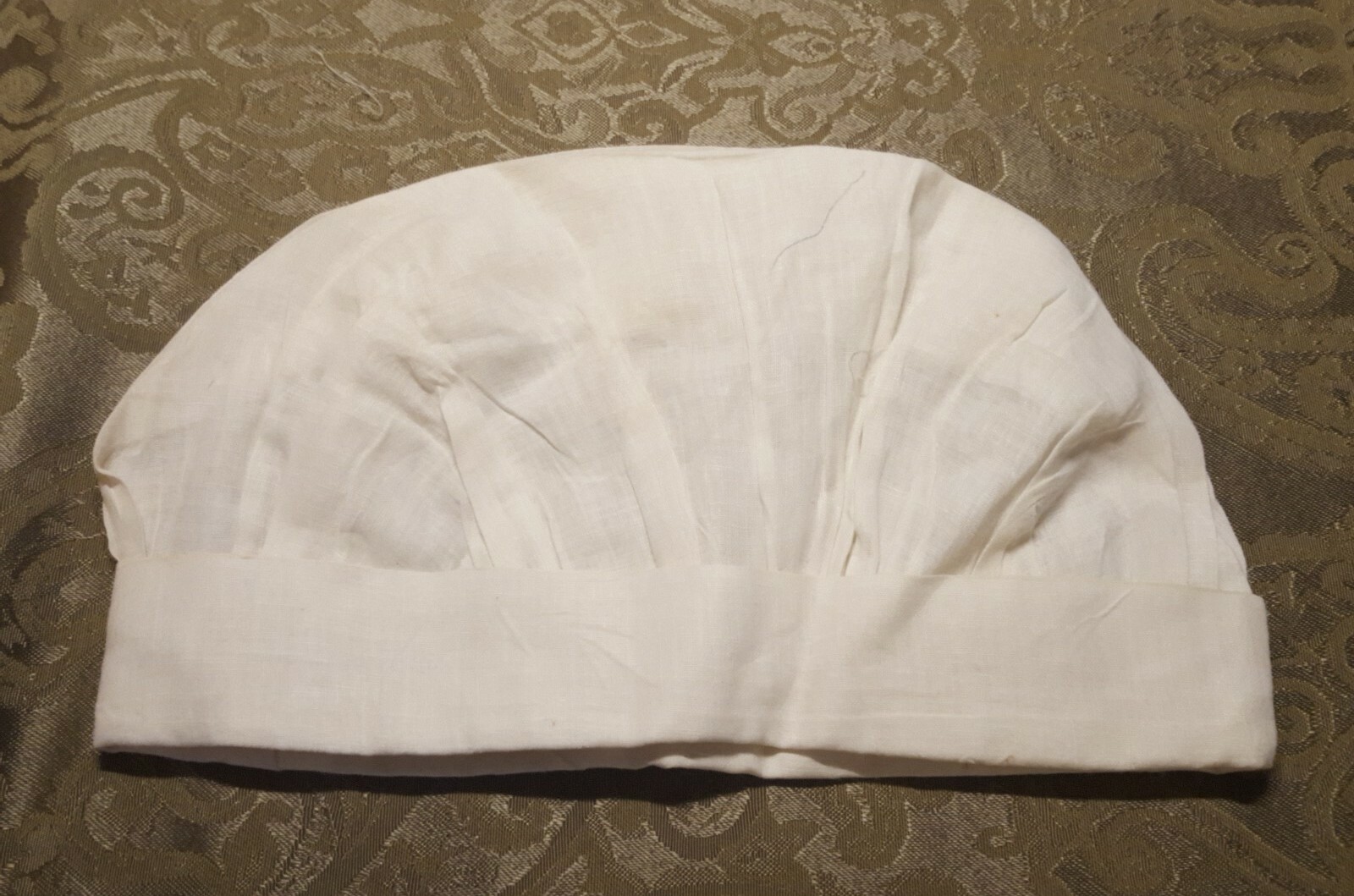 ANTIQUE VICTORIAN ♡ WHITE COTTON NIGHT CAP - Gem