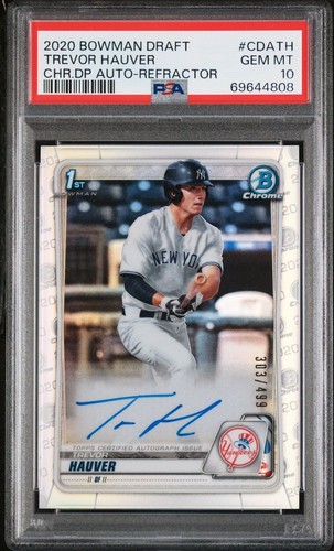 Trevor Hauver AUTO 2020 Bowman Draft 1st Refractor CDATH /499 PSA 10 💎 ...