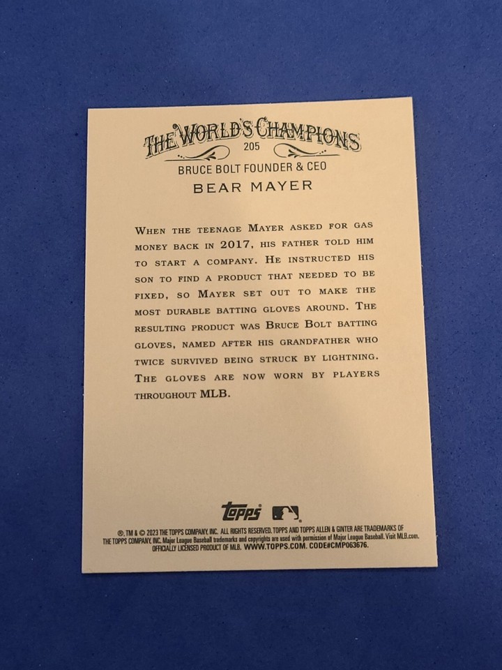 2023 Bear Mayer Topps Allen & Ginter #205 | eBay