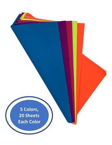 Tissue Paper Gift Wrap - Bulk Wrapping 100 Sheets 15 x 20 Assorted Neon ...