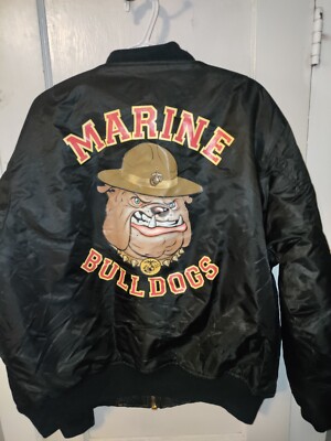 Vintage Rothco Marine Bulldogs Flight Puffer Jacket Size Large Black ...