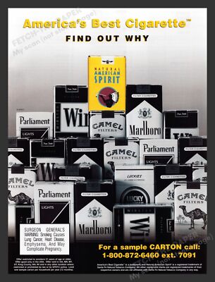 Natural American Spirit Cigarettes Yellow Carton 2000s Print ...