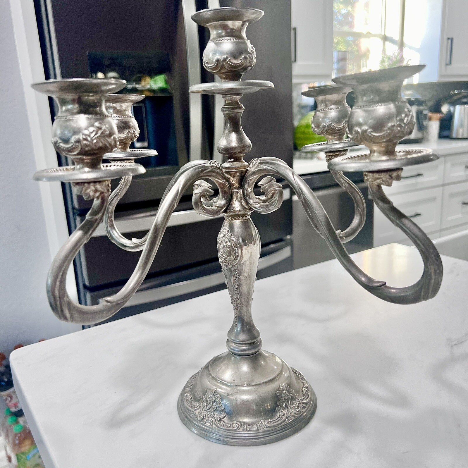 Godinger Candelabra Silver Plate Baroque Ornate 5 Light Victorian 13 ...