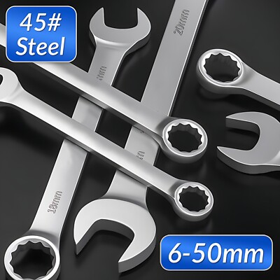 Combination Spanners Metric Chrome Vanadium Spanner CrV Ring & Open 6 ...