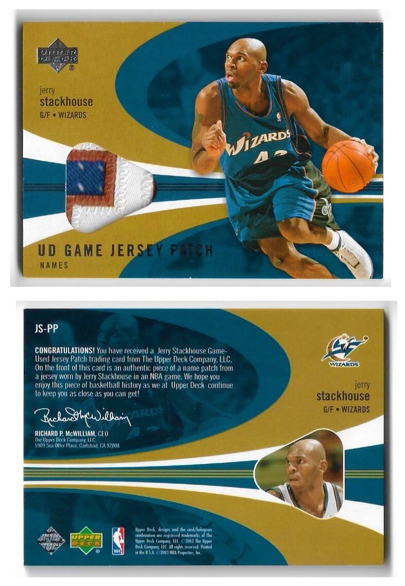 Jerry Stackhouse 2003-04 Upper Deck UD Game Jerseys Patches Name #JSPN ...