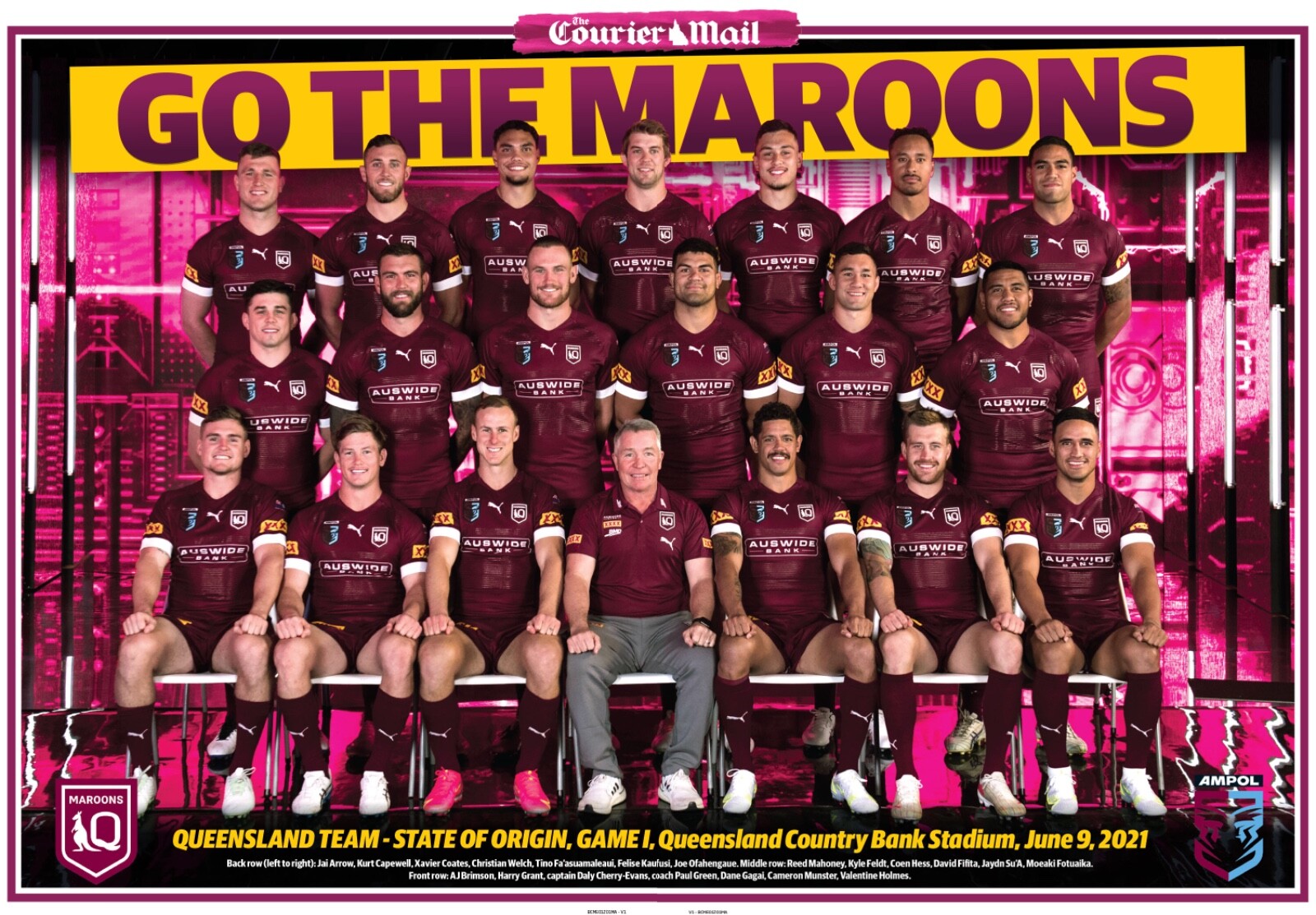 NRL RUGBY STATE OF ORIGIN QUEENSLAND TEAM POSTER, CHAMPIONS, COWBOYS ...