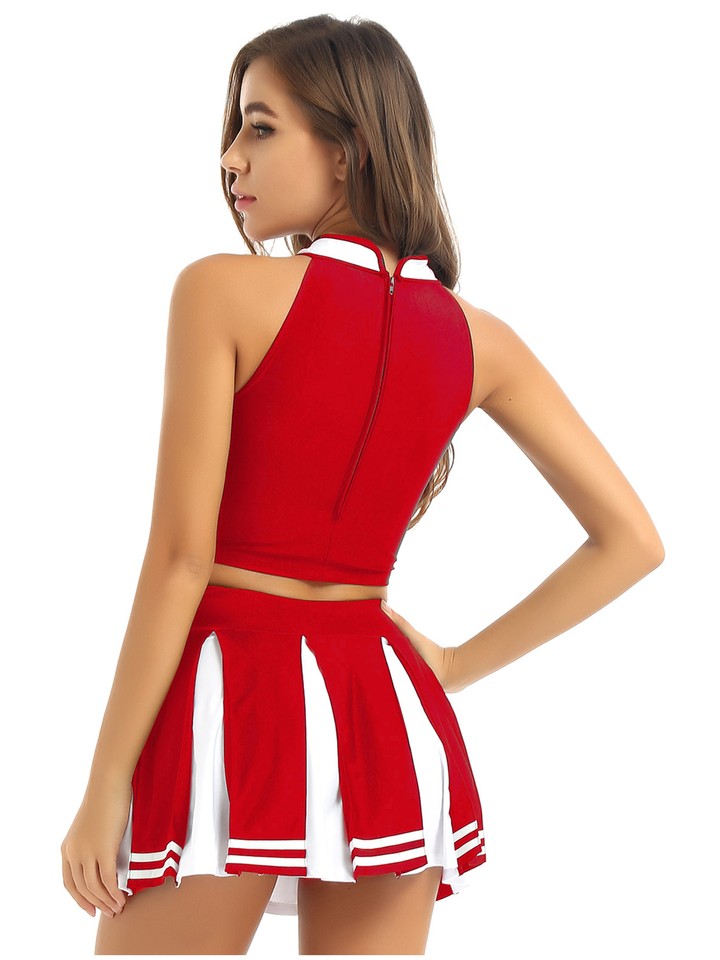 Women Cheer Leader Costume Mini 2 Piece Cheerleading Fancy Dress Outfit ...