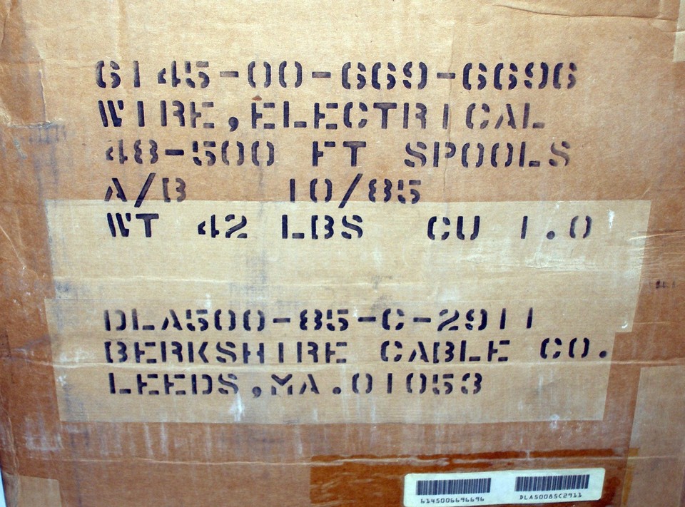 500ft Berkshire 600V Mil-Spec 7/34 Stranded 26AWG Hook-Up Wire, 6145-00 ...