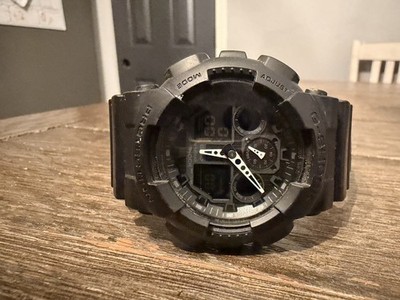 Casio G-Shock GA-100 Watch Men 51mm Black Dial Black Tone Alarm Chrono ...
