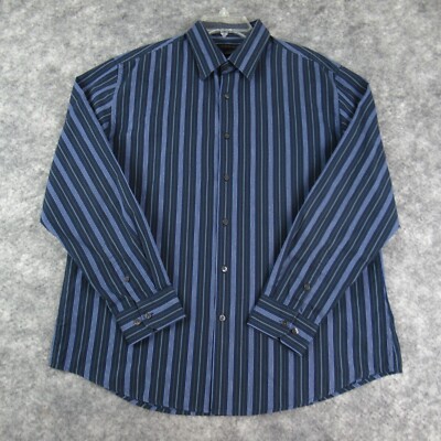 Axis Shirt Mens Extra Large Blue Black Striped Button Up Modern Fit ...