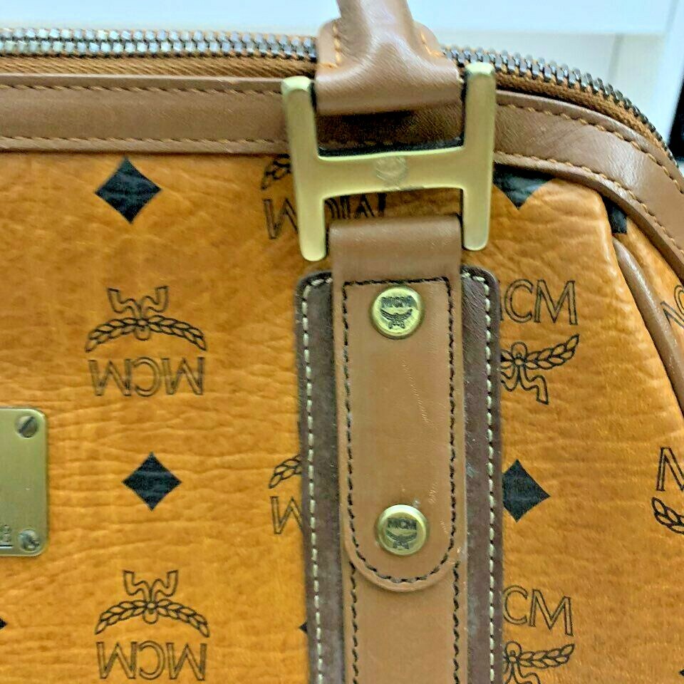 [MCM] AUTHENTIC Visetos Cognac Leather Tote Bag, Pre-… - Gem