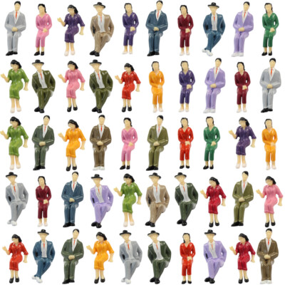 50pcs Model Train G scale Sitting Figures 1:25 Painted Seated People 4 ...