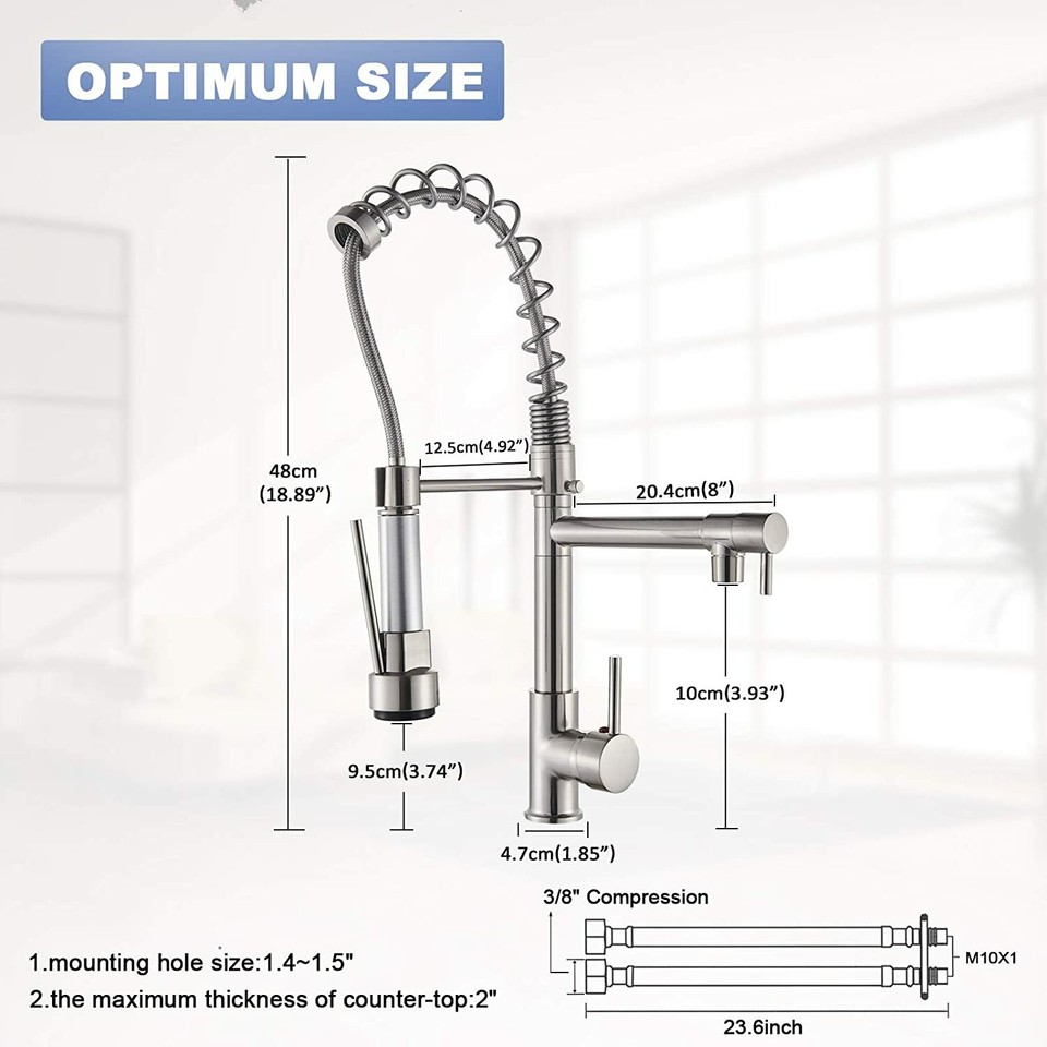 Spring Kitchen Sink Faucet Pull Down Sprayer Swivel Single Handle Mixer ...