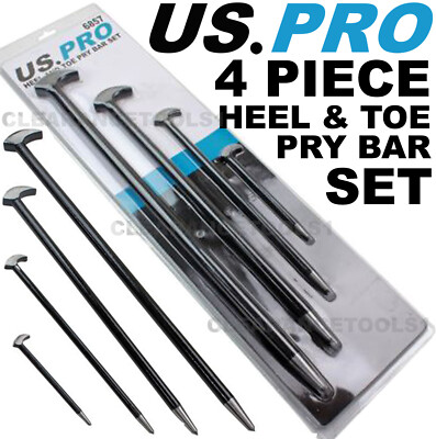 US PRO 4pc Heel Toe Bar Set Podgers Pry Bars Toe 150 300 400 500mm 6857 ...