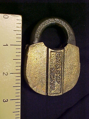 CHICAGO MILWAUKEE & ST. PAUL RAILROAD SIGNAL STAND PADLOCK ...BRASS ...