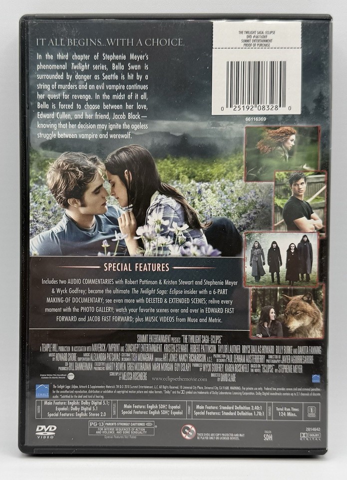 The Twilight Saga: Eclipse DVD Two-Disc Special Edition Robert ...