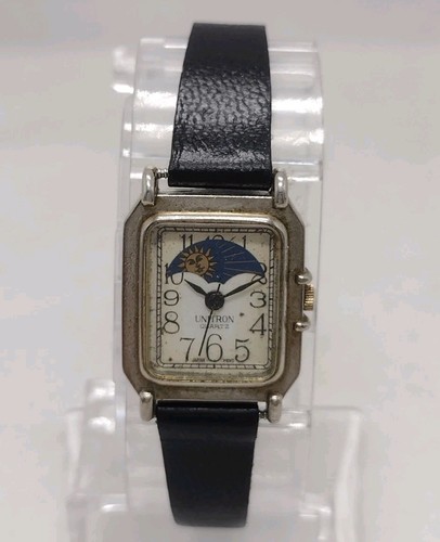 Vintage Women's Unitron Moon Phase Watch Tank Style Wristwatch Fresh ...