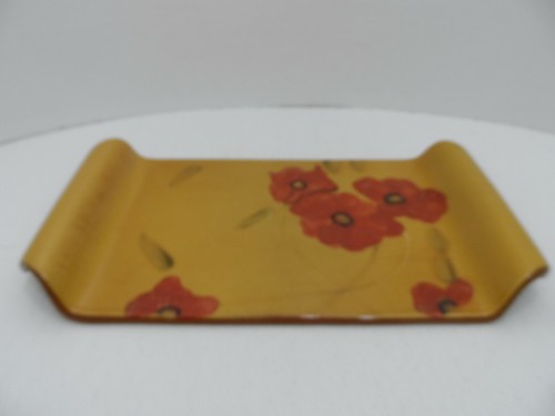 AMBIANCE FLEUR ROUGE NANETTE 16 1/2" x 9" CHEESE TRAY RED FLOWERS ON ...
