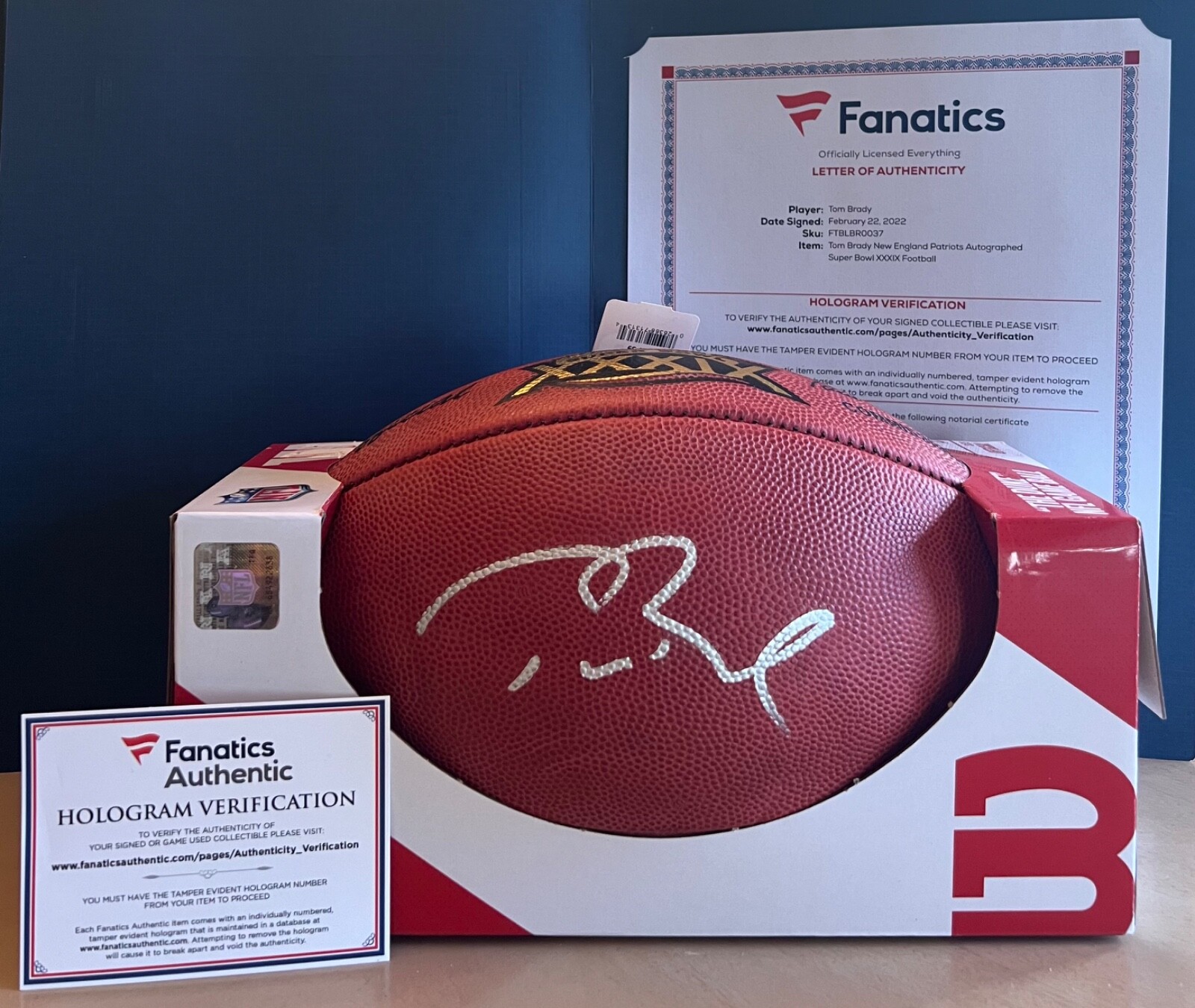 Tom Brady Signed Autographed Wilson Super Bowl XXXIX Football Fanatics ...