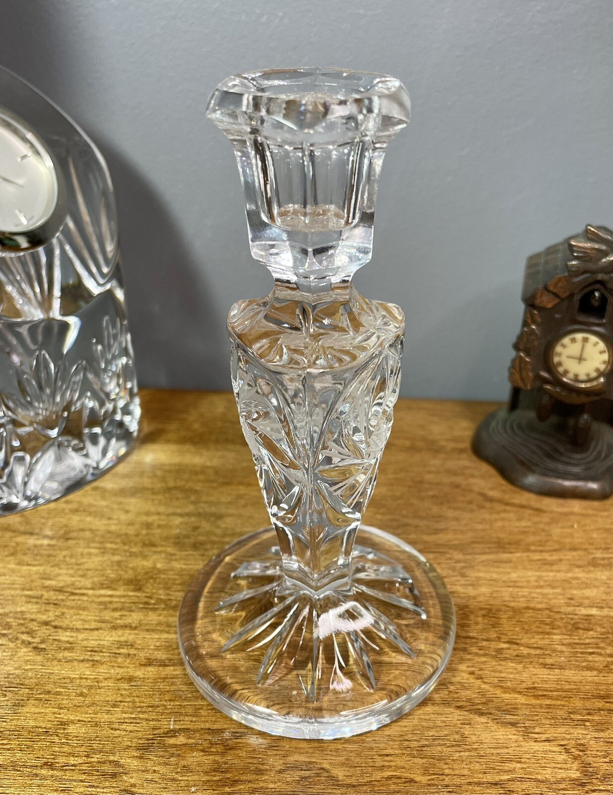 BAVARIAN NACHTMANN ETCHED LEAD CRYSTAL TAPER CANDLE HOLDER WITH ...
