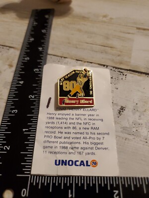 Vintage Los Angeles Rams Henry Ellard Lapel Pin 1989 Unocal 76 Record ...